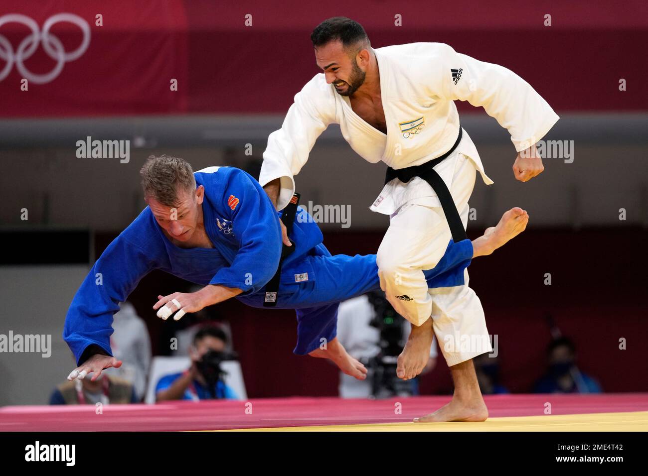 Nathan Katz of Australia, left, and Baruch Shmailov of Israel compete ...