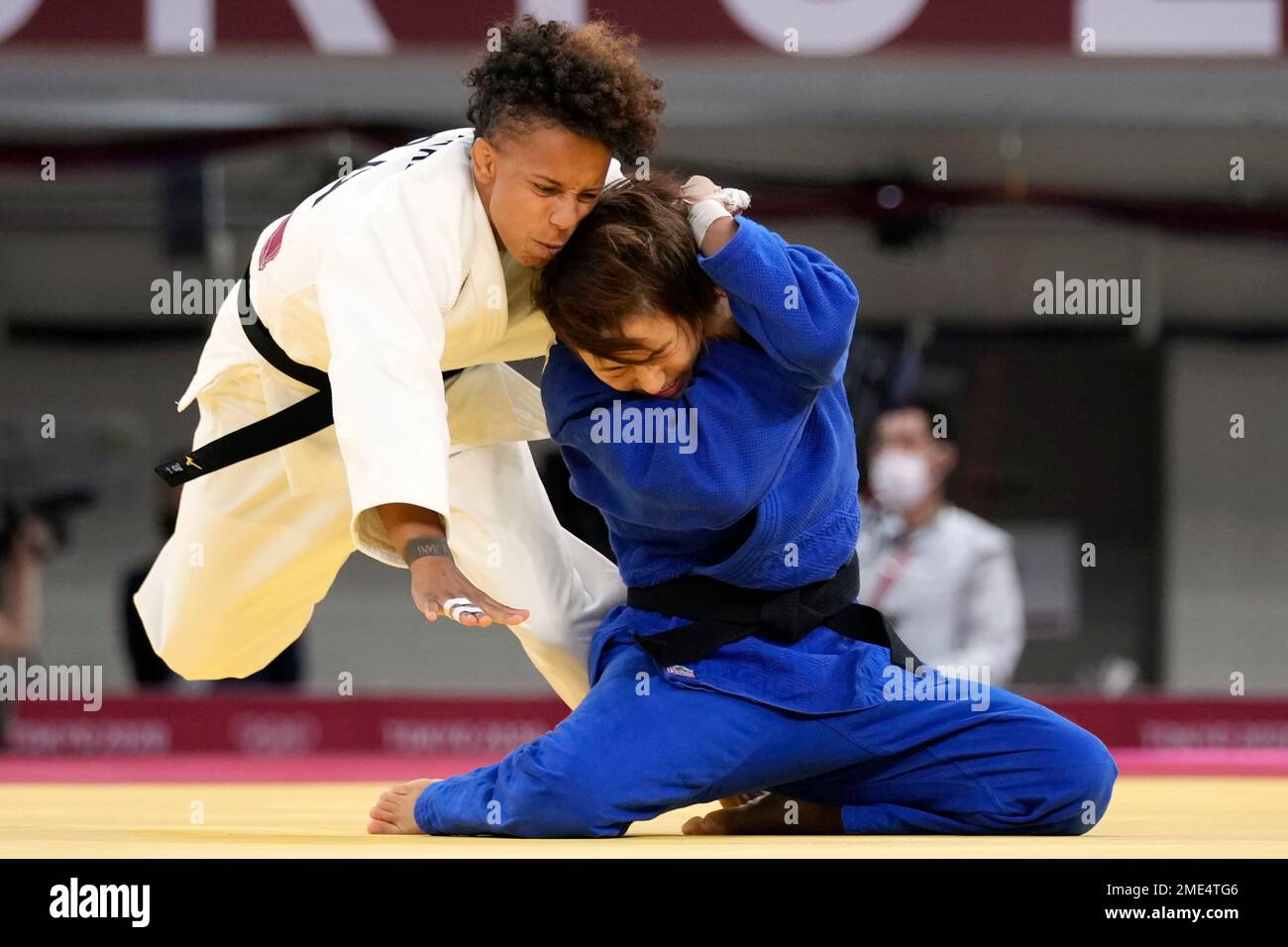 Amandine Buchard of France, left, and Park Da-sol of South Korea ...