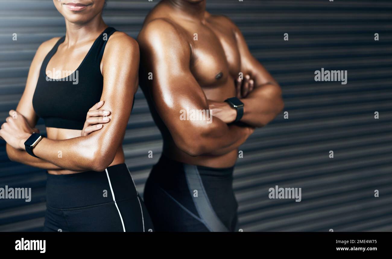 Building an amazing body takes determination and endurance. Closeup ...