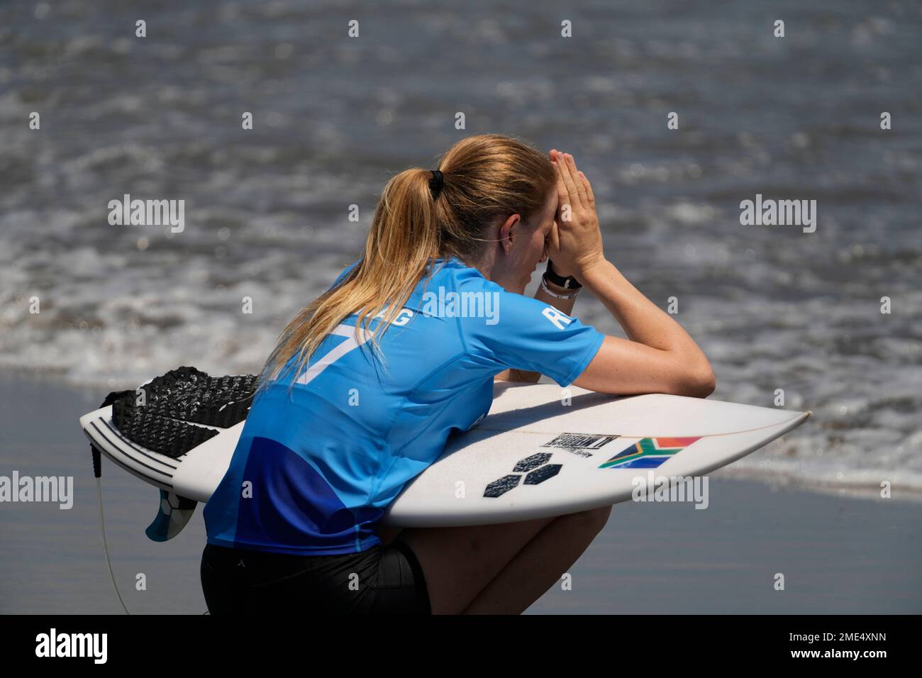 South Africa's Bianca Buitendag takes a moment before entering the ...