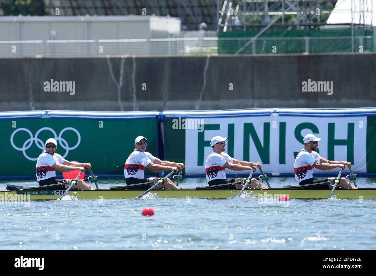 Tim Ole Naske, Karl Schulze, Hans Gruhne and Max Appel of Germany cross ...
