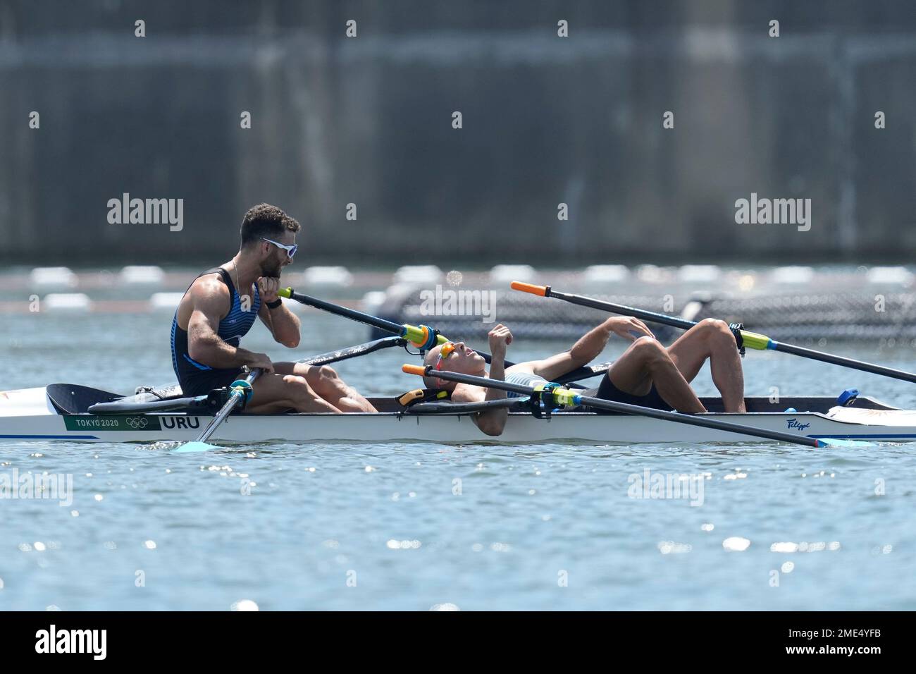 Bruno Cetraro Berriolo and Felipe Kluver Ferreiraof Uruguay react after ...