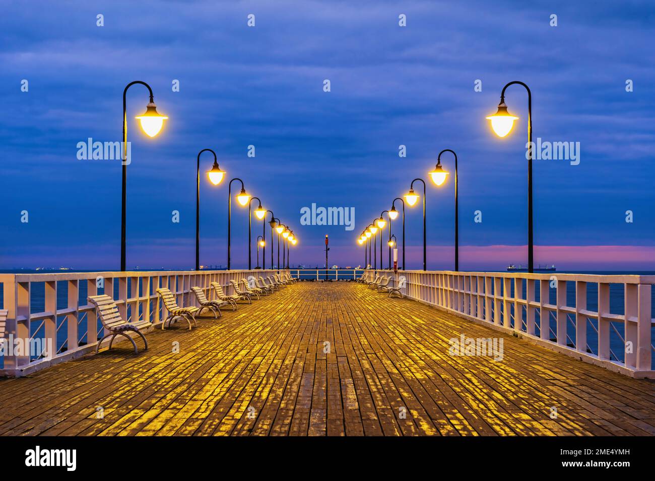 Illuminated orlowo pier dawn hi-res stock photography and images - Alamy