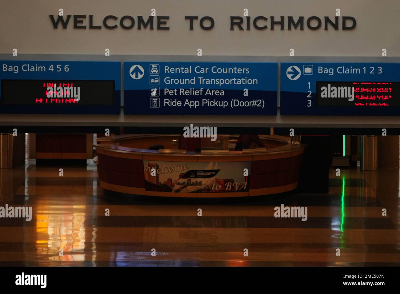 A Welcome to Richmond sign at the Richmond International Airport ...