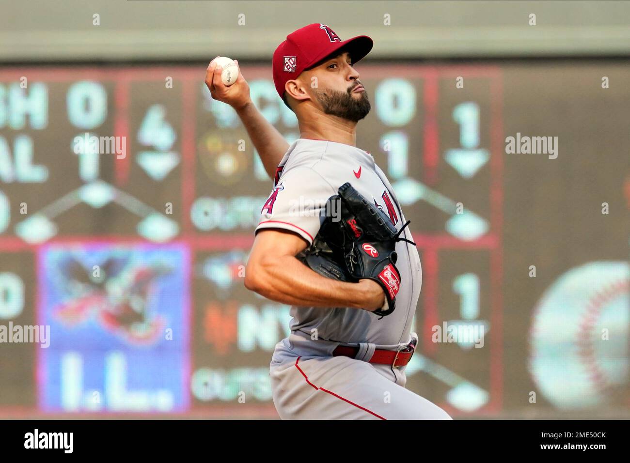 Los Angeles Angels pitcher Patrick Sandoval throws against the ...