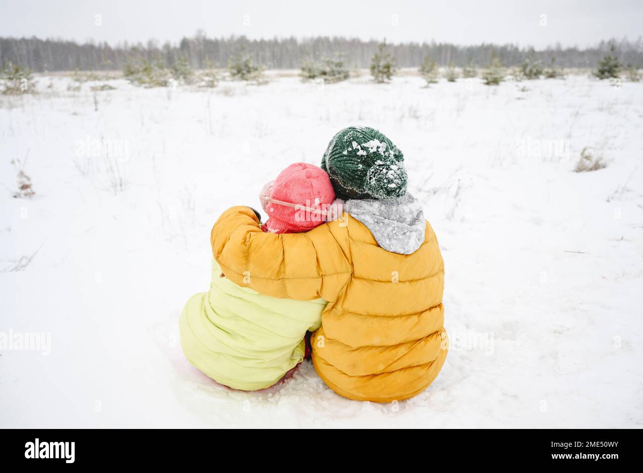 Brother sister hugging rear view hi-res stock photography and images ...