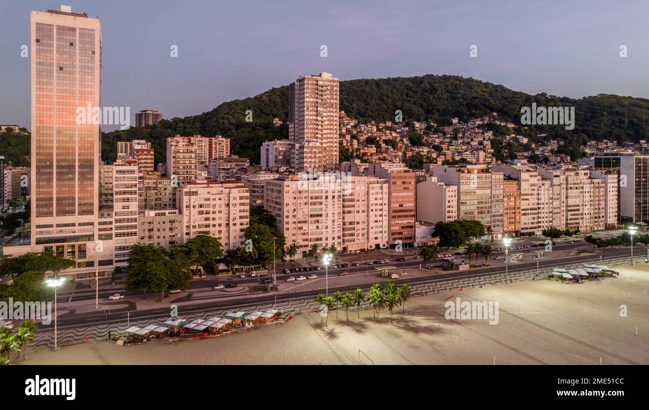 Aerial drone view of Leme neighbourhood in Copacabana with Babilonia ...
