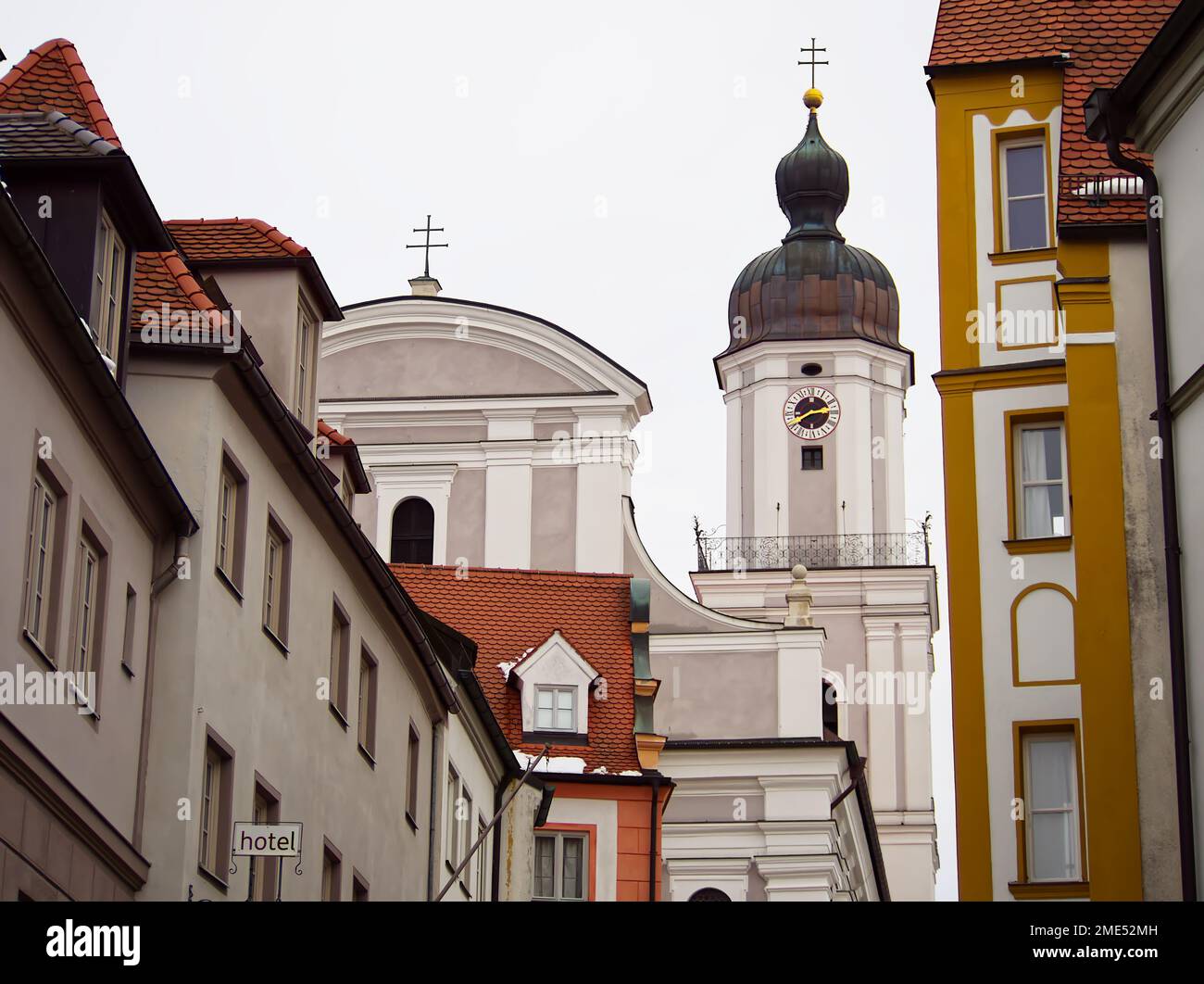 Bavarian architectural landscape with baroque church, Germany Stock ...