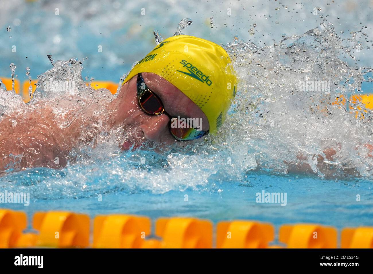 Elijah Winnington, of Australia, swims in the fifth heat of the men's ...