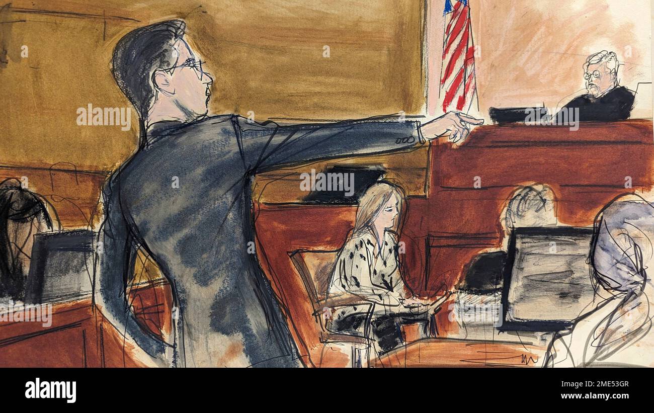 In this courtroom sketch, Assistant U.S. Attorney Philip Pilmar points ...