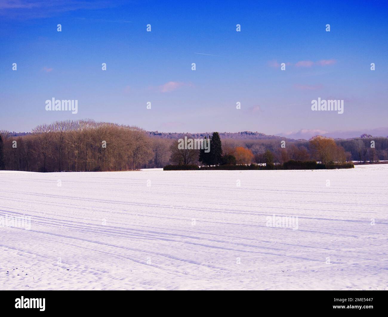 Bavarian landscape in snow, Germany Stock Photo - Alamy