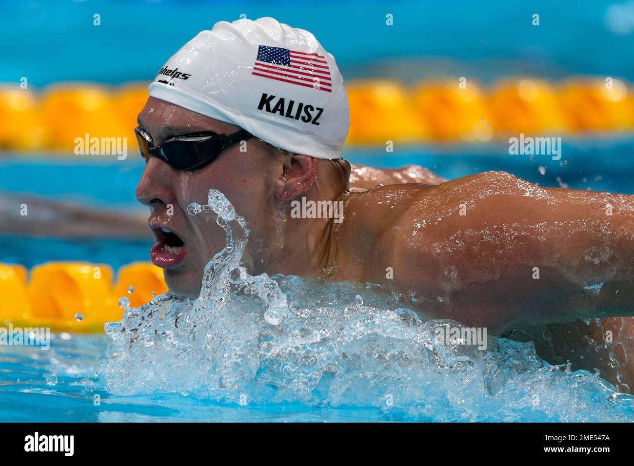 Chase Kalisz, of the United States, swims during a heat for the men's ...