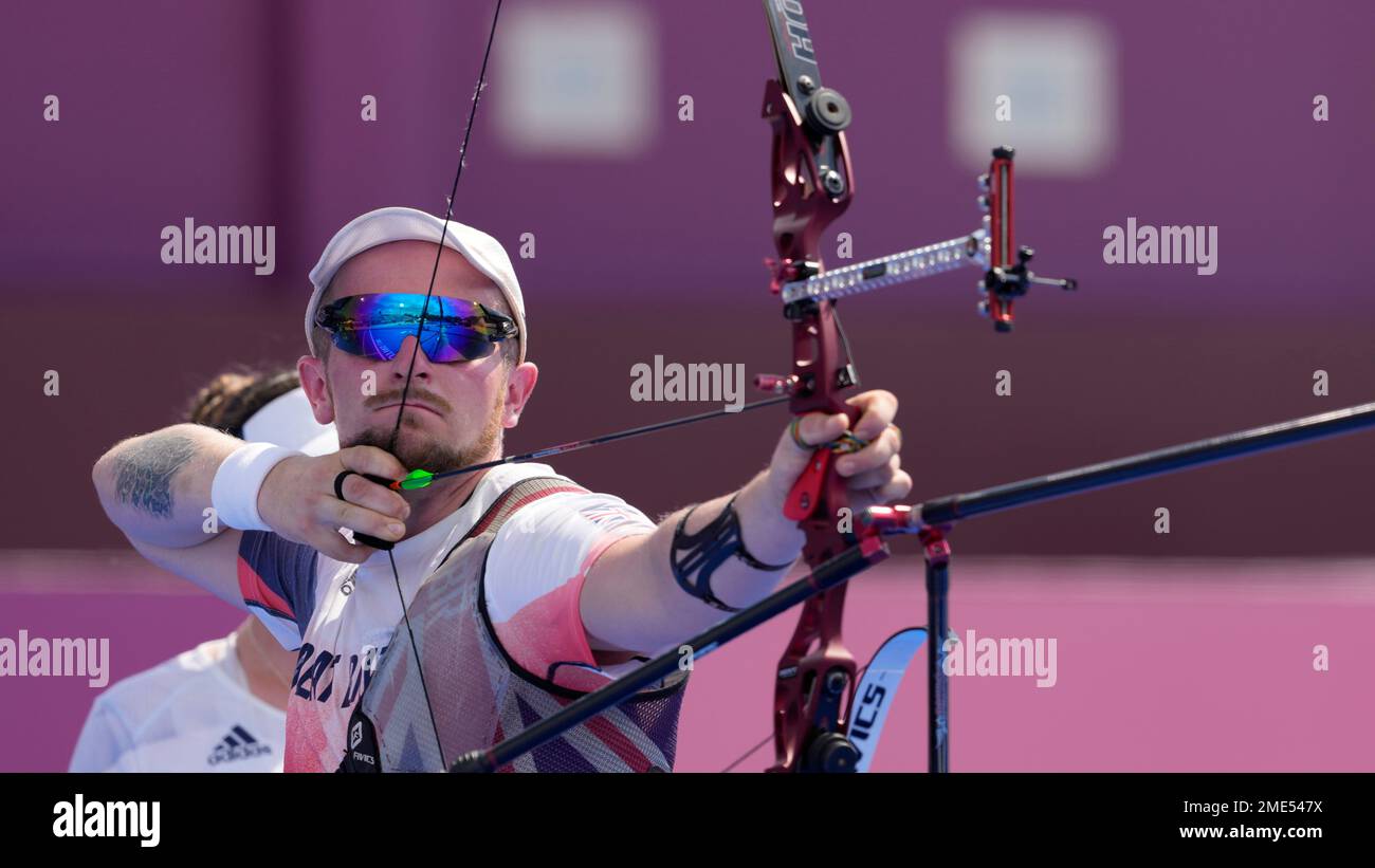 Britain's Patrick Huston during the mixed team event at the 2020 Summer ...