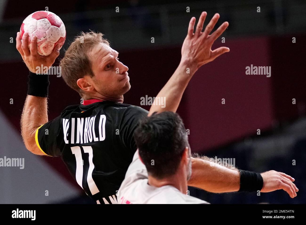 Germany's Steffen Weinhold tries to score during the men's Preliminary ...