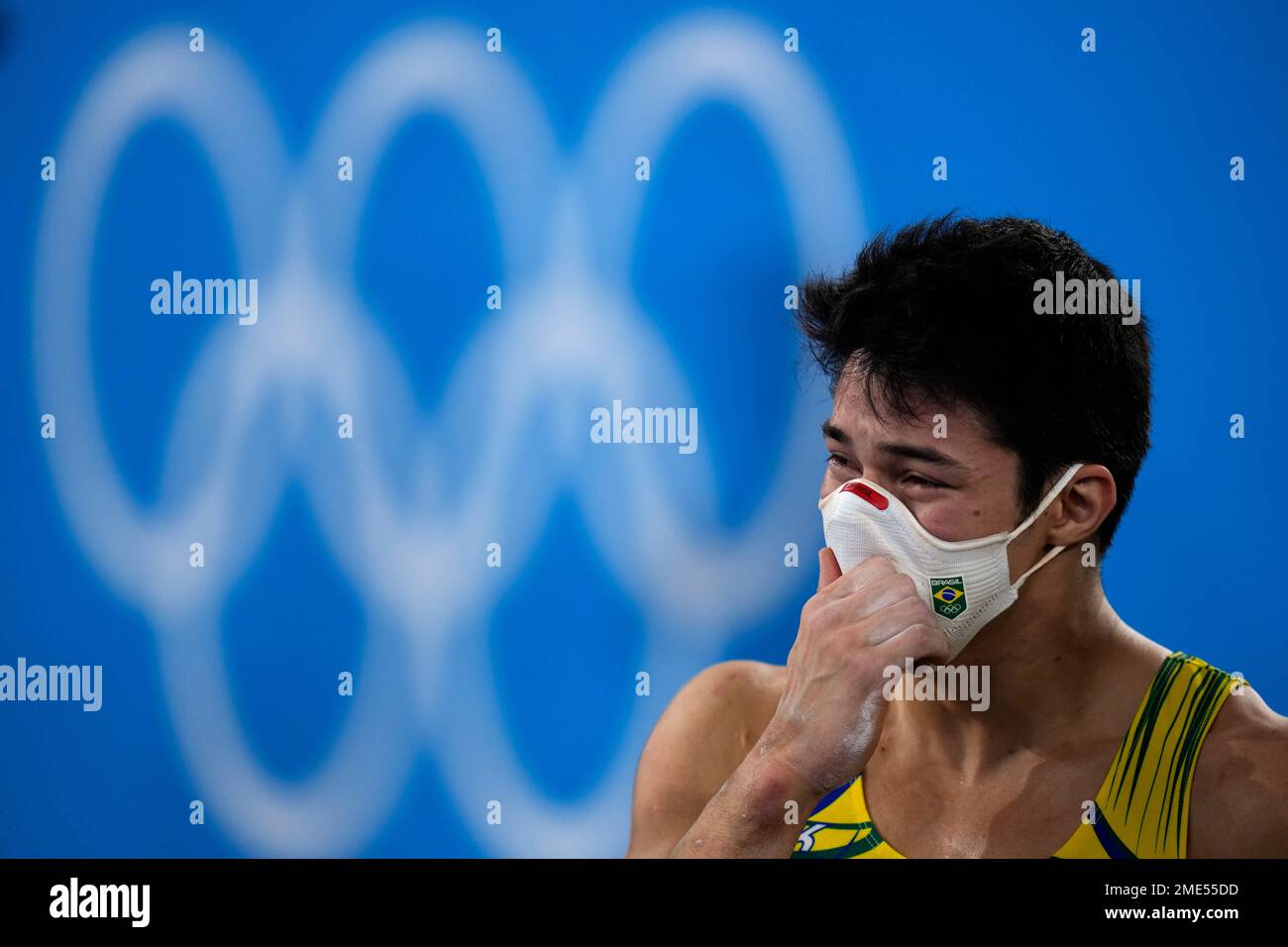 Arthur Mariano, of Brazil, reacts at the end of his rotation during the ...