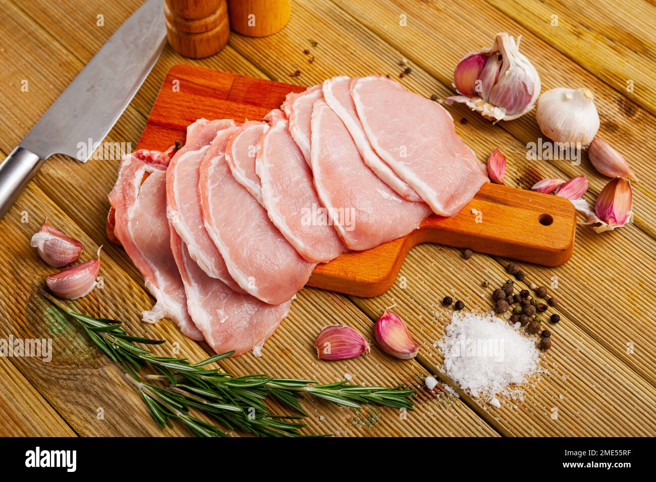 Raw pork loin chops Stock Photo - Alamy