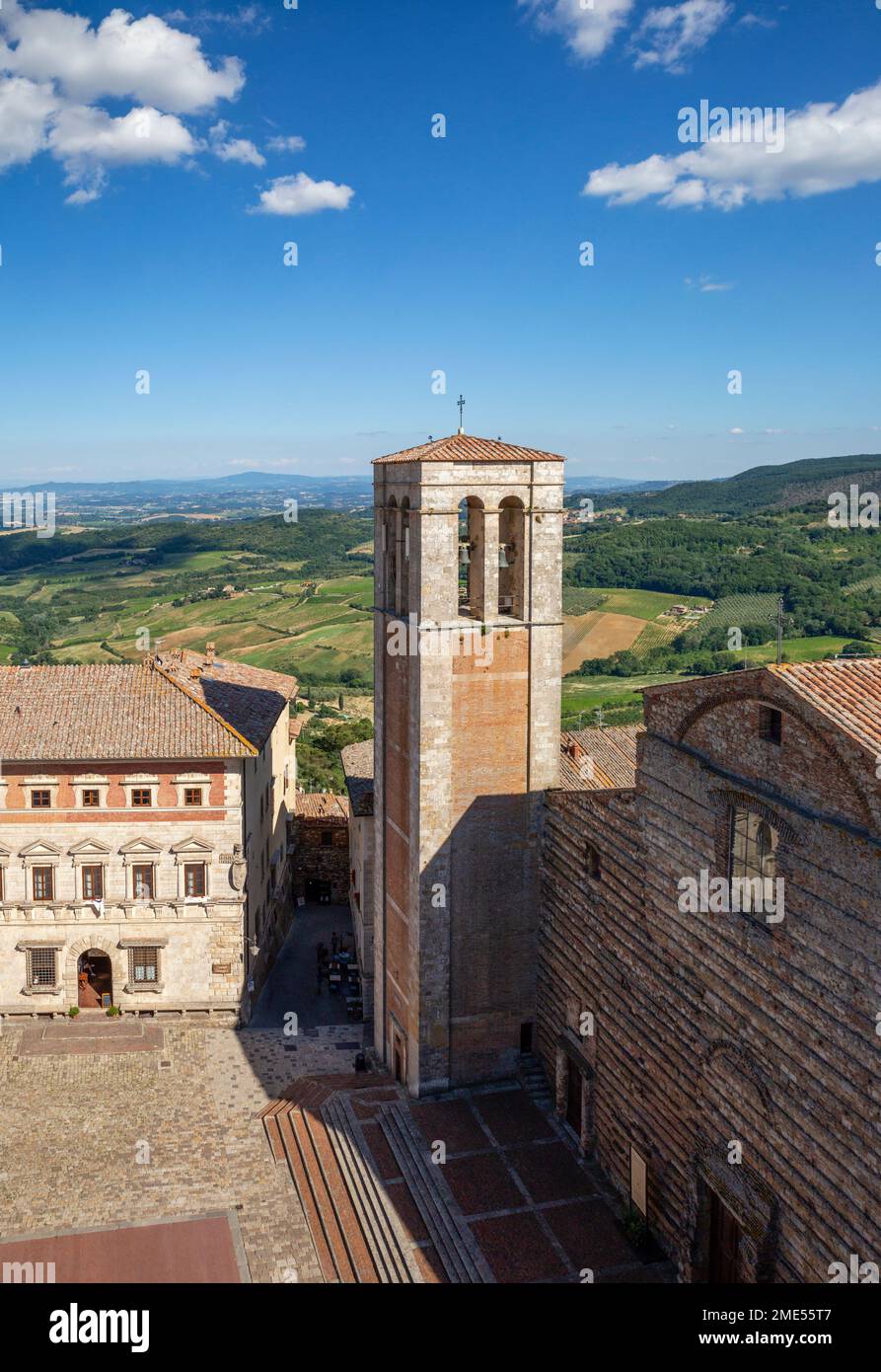 Italy, Tuscany, Montepulciano, Piazza Grande and Santa Maria Assunta ...