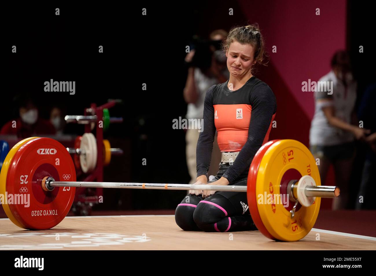 Nina Sterckx of Belgium wipes after an unsuccessful attempt as she ...