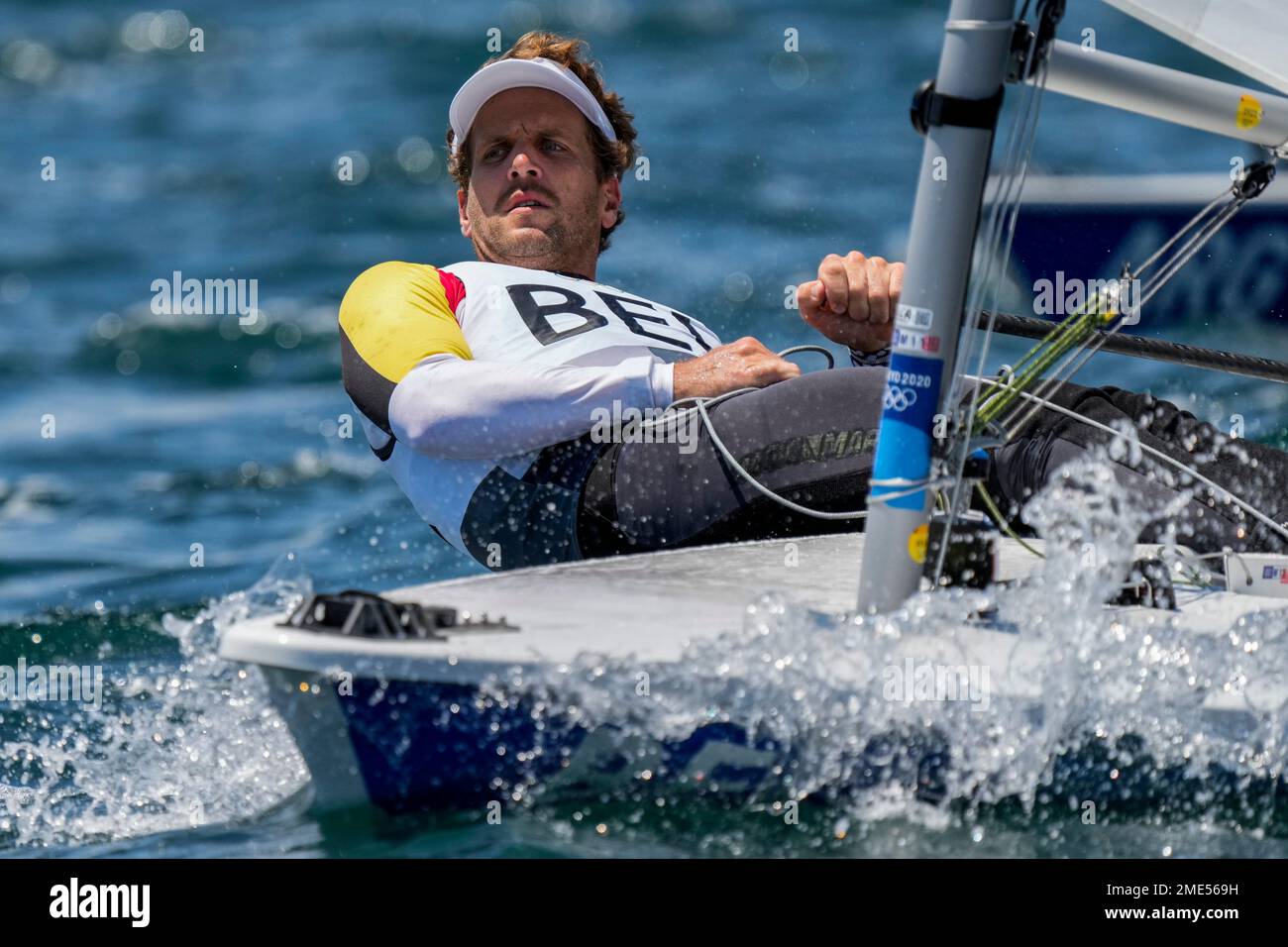 Belgium's Wannes Van Laer sails during a Laser men training session at ...
