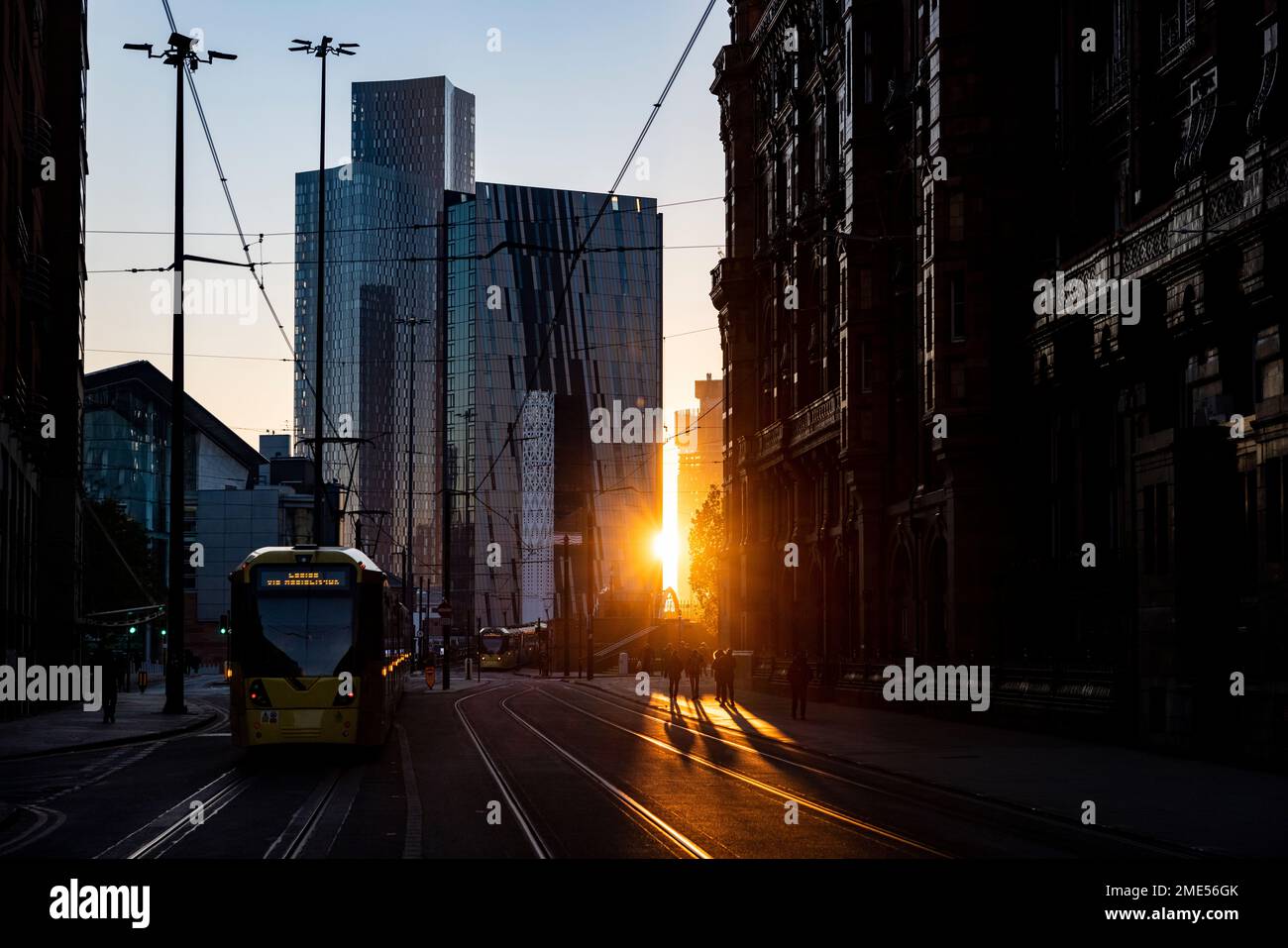 UK, England, Manchester, Downtown street at sunset Stock Photo - Alamy