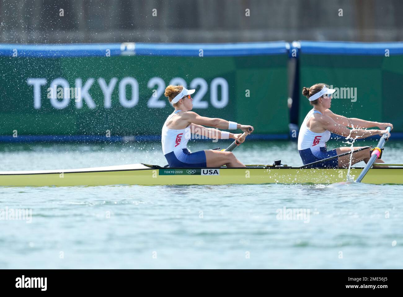 Megan Kalmoe and Tracy Eisser of the United States, compete during the ...
