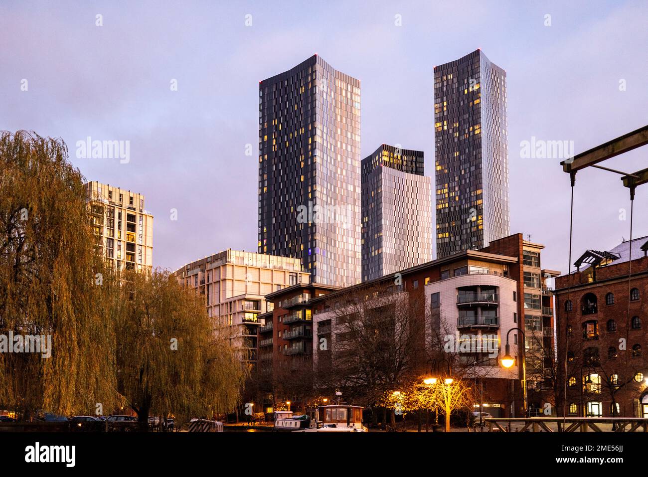 UK, England, Manchester, Skyline skyscrapers at dusk Stock Photo - Alamy