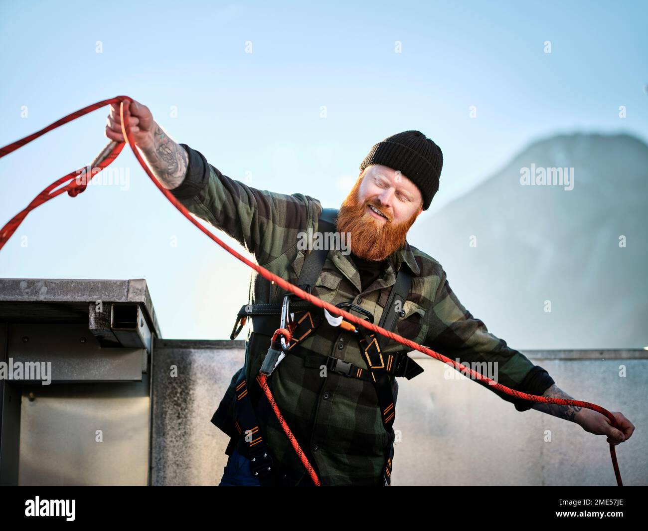 Construction working construction site rope development hi-res stock ...