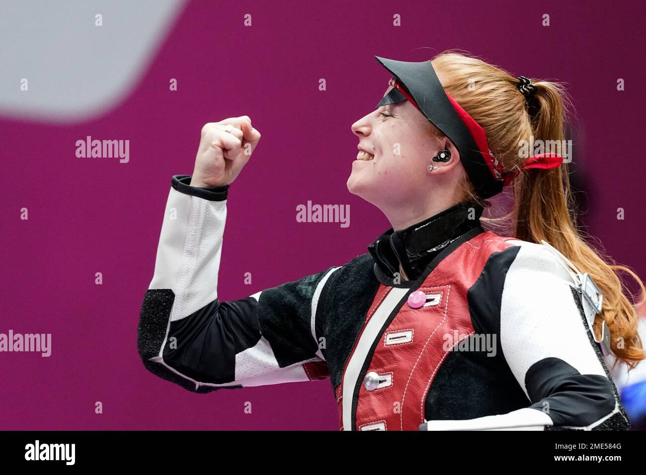 Nina Christen, of Switzerland, reacts after winning the bronze medal in ...