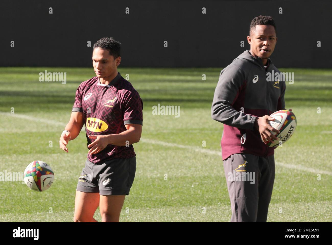 Springbok's Herschel Jantjies and Sbu Nkosi in action, during a Captain ...