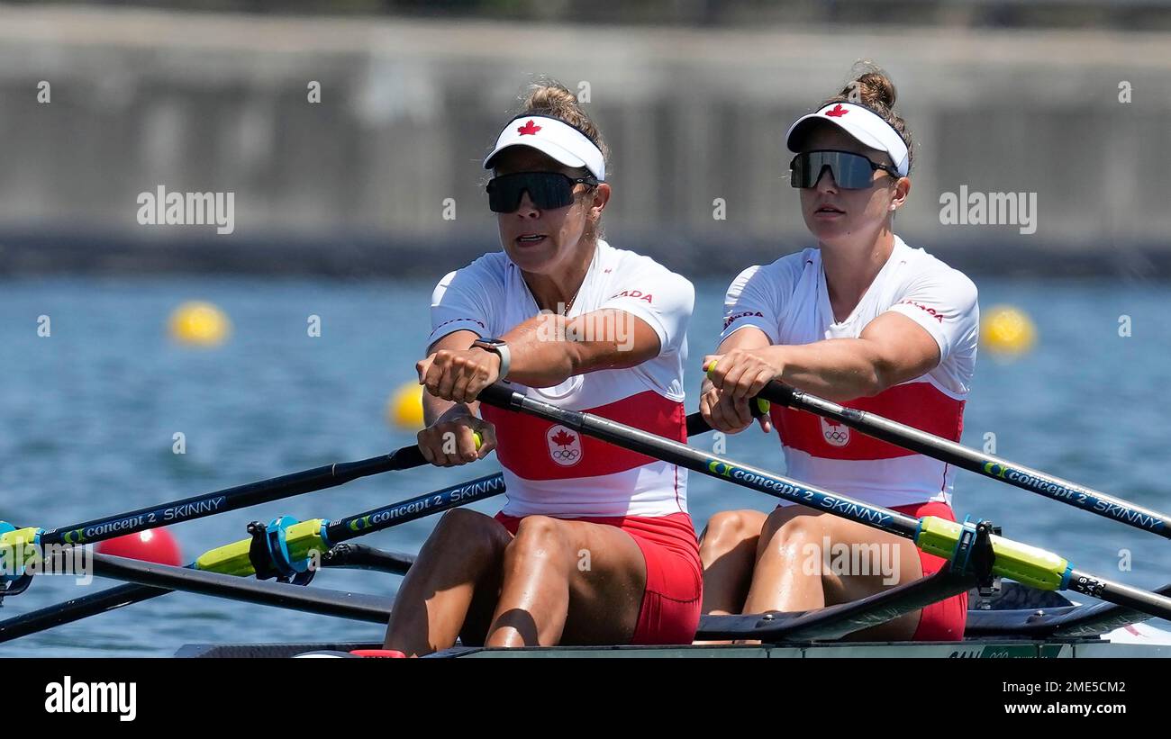 Jessica Sevick and Gabrielle Smith, of Canada, competes in the women's ...