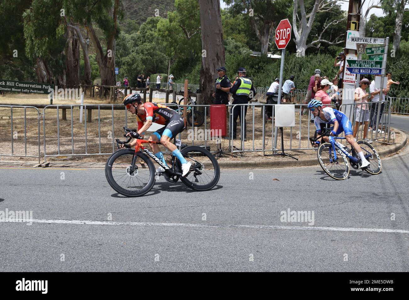 Pello Bilbao (31) from the Bahrain Victorious team negotiating the ...