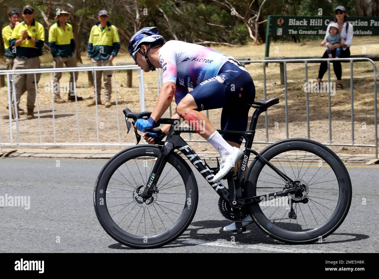 An injured Israel Premier Tech rider prior to the finish line in stage ...