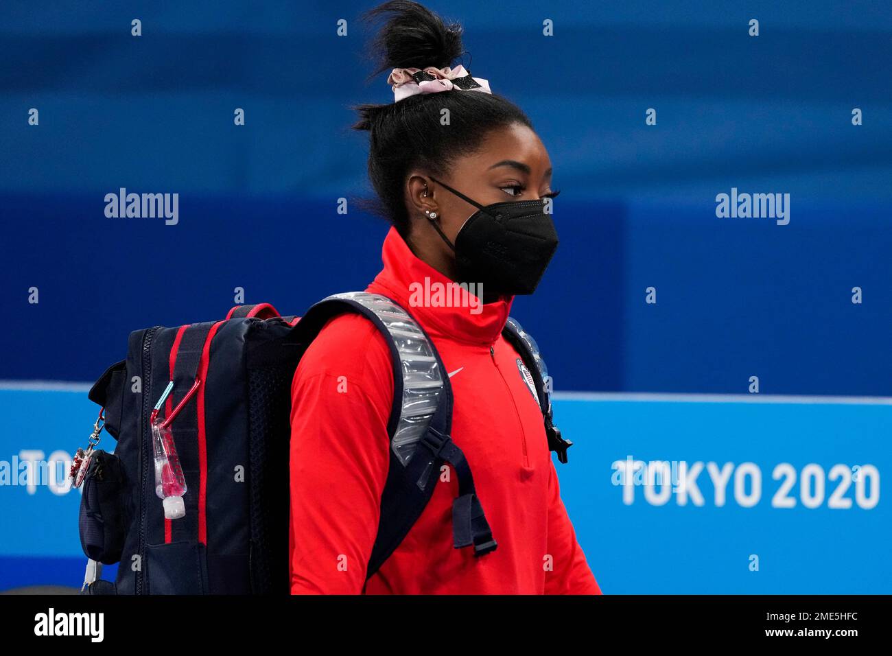 Simone Biles of the United States walks in to the gym to train for ...