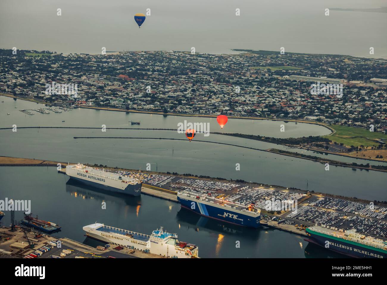 Melbourne, Australia, 23rd January 2023. Three balloons can be seen ...