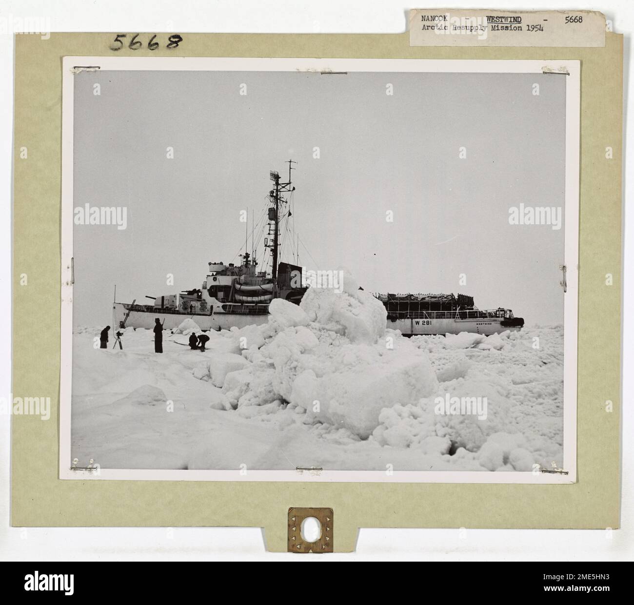 The U.S. Coast Guard icebreaker WESTWIND is shown beset by ice just ...