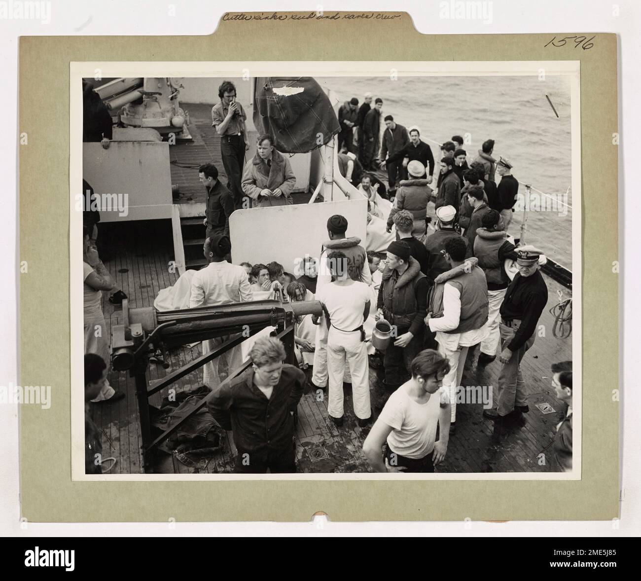 Cutter Sinks Sub and Saves Crew. This image depicts captured German ...