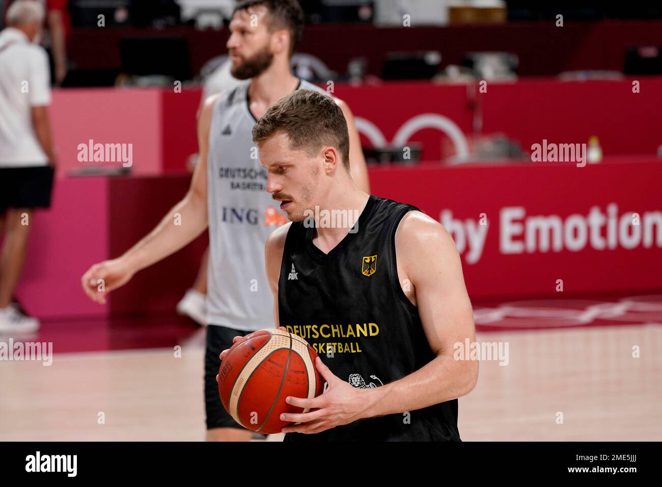 Germany's Andreas Obst walks on the court during a men's basketball ...