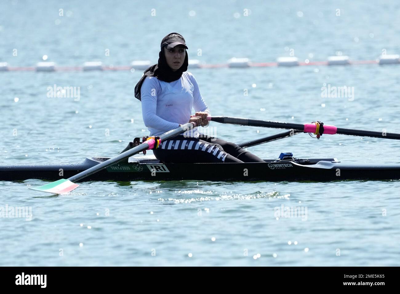 Iran's Nazanin Malaei trains during a rowing training session at the ...