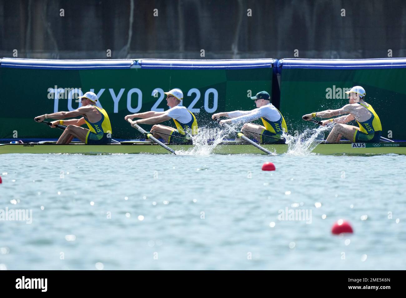 Members of Australian men's rowing four team train during a rowing ...