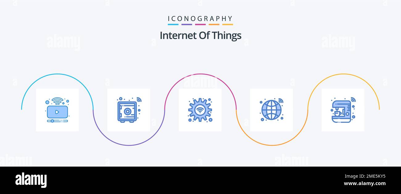 Internet Of Things Blue 5 Icon Pack Including internet. coffee. options ...