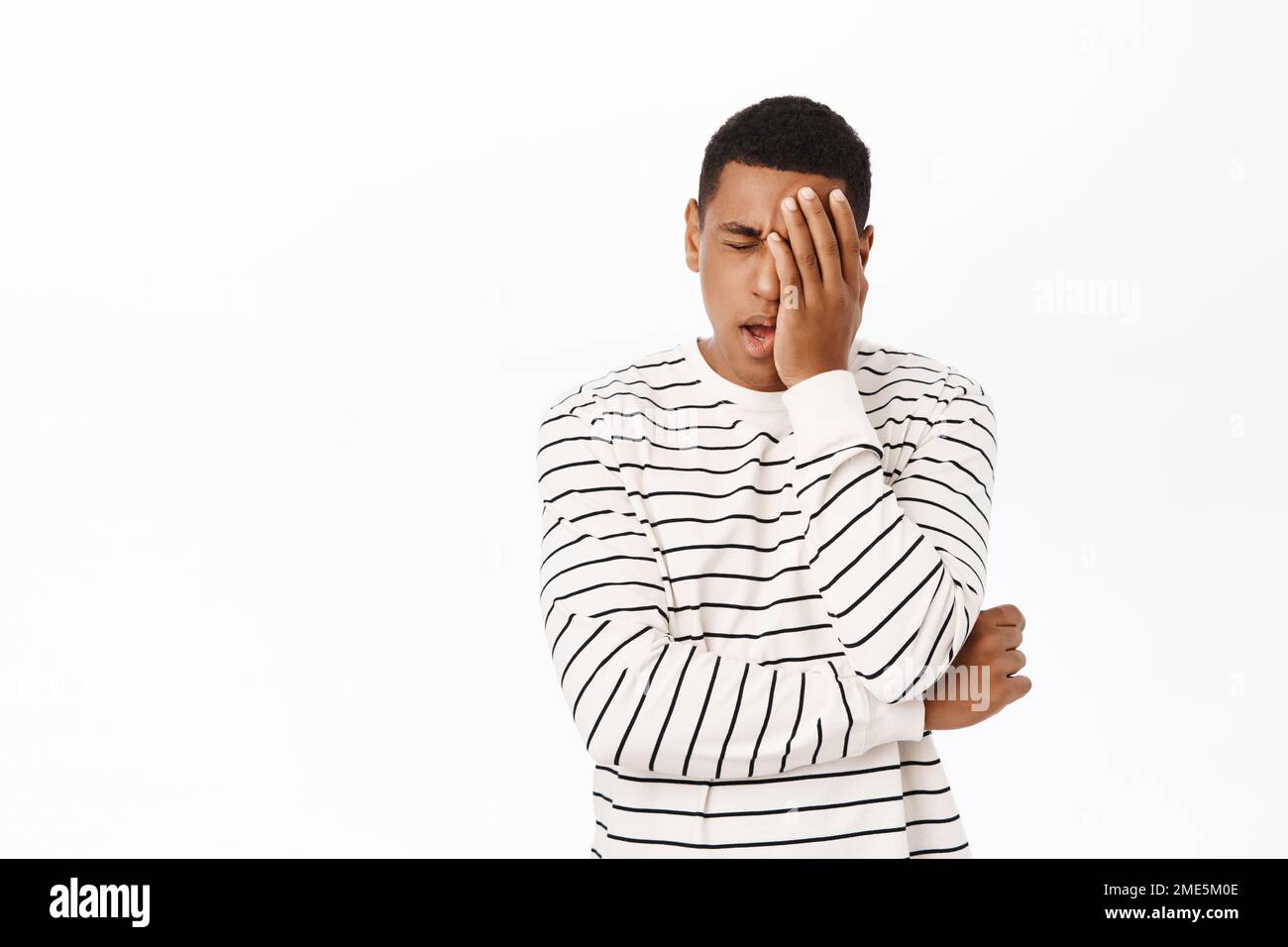 Disappointed african american man facepalm, looking distressed ...