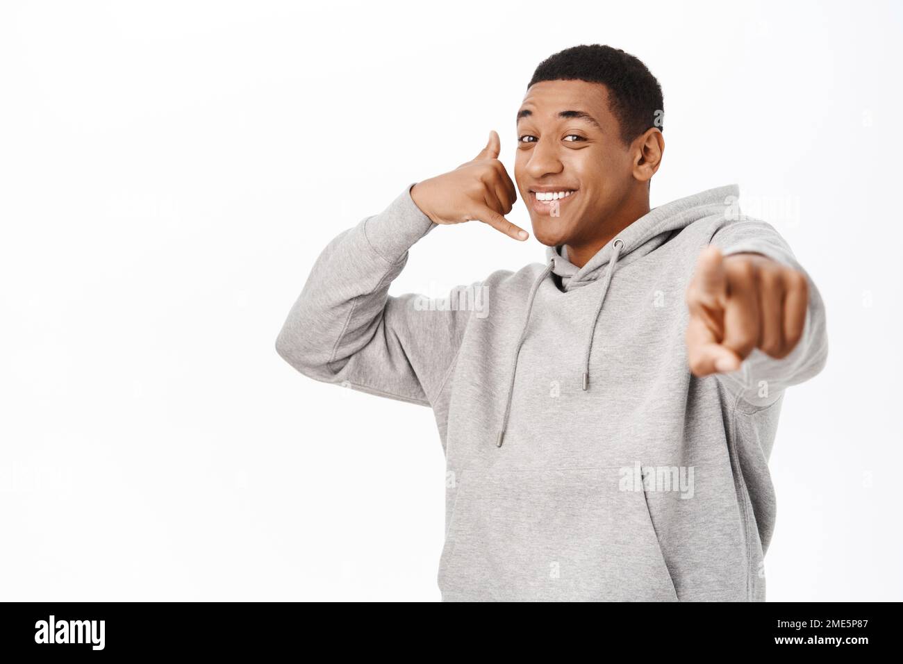 Joyful african american male call hi-res stock photography and images ...