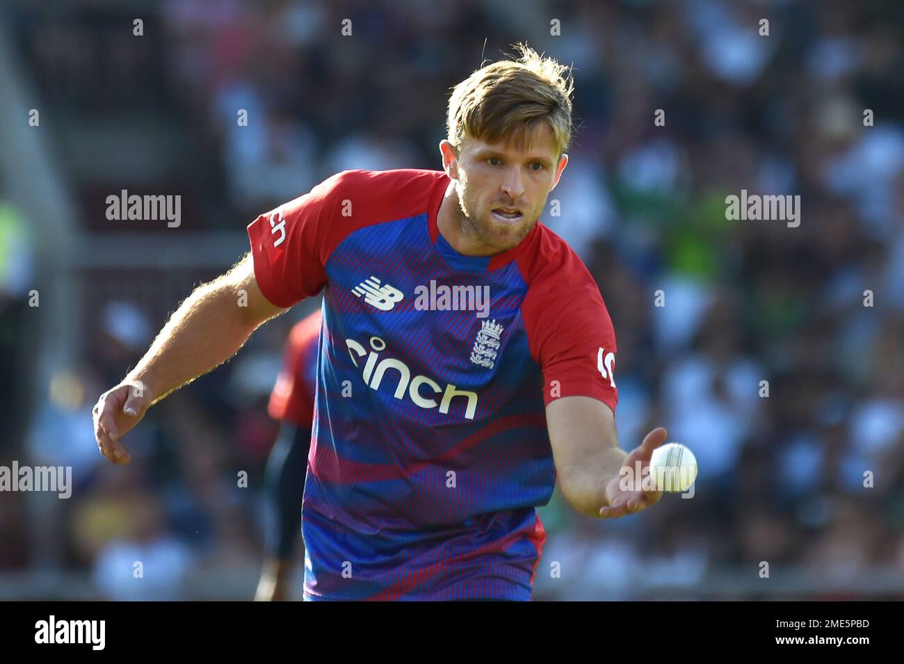 England's David Willey during the third T20 international cricket match ...