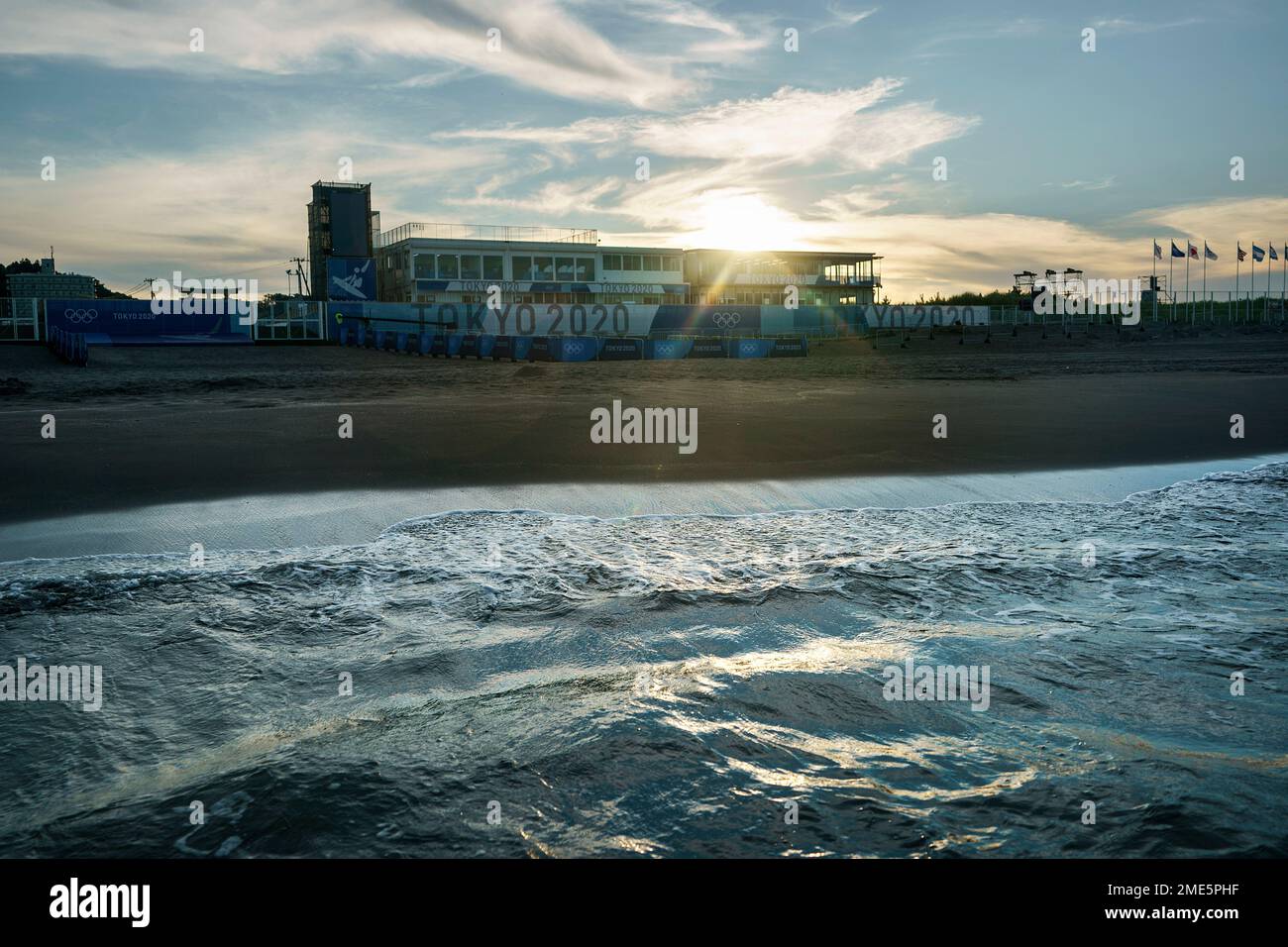 The venue for the surfing competition at the Tokyo 2020 Olympics stands ...
