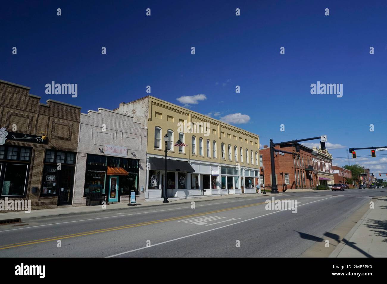 Main street and businesses of midwestern town, Johnson County, Franklin ...
