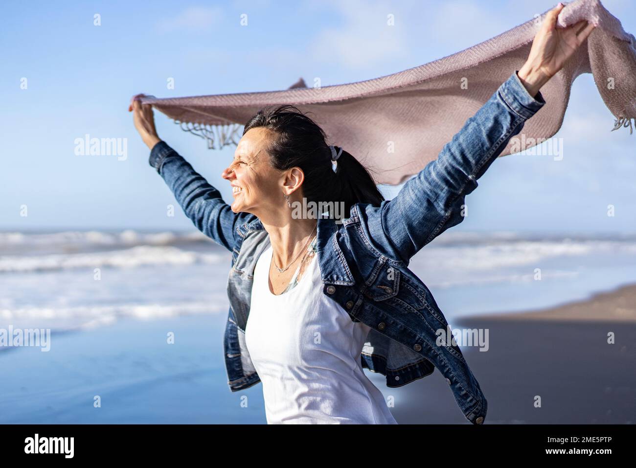 Side view person walking waving hi-res stock photography and images - Alamy