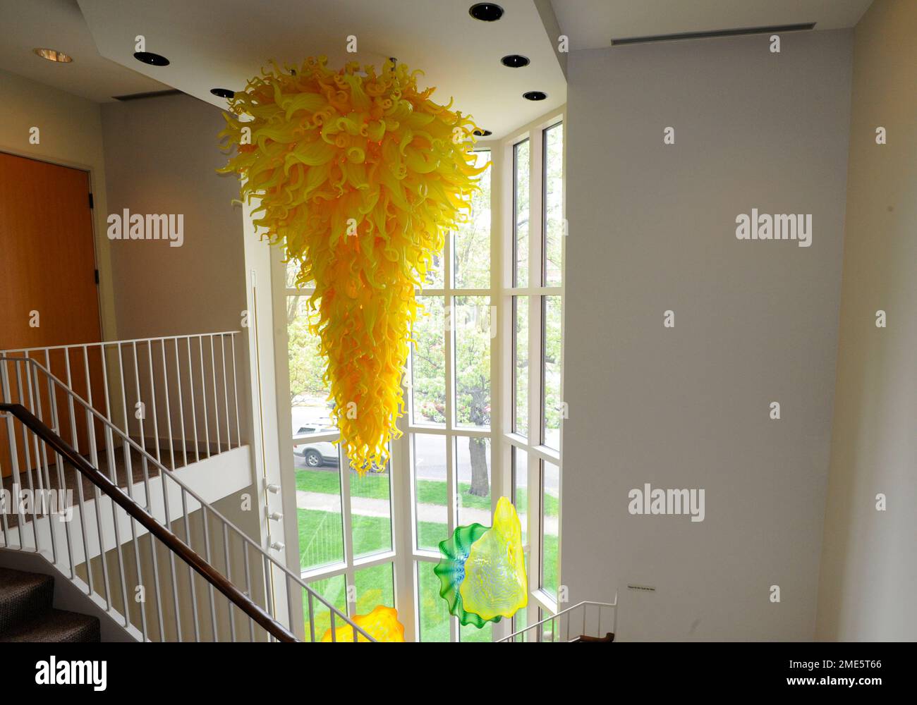 Inside the Columbus Area Visitors Center is the Yellow Neon Chandelier ...