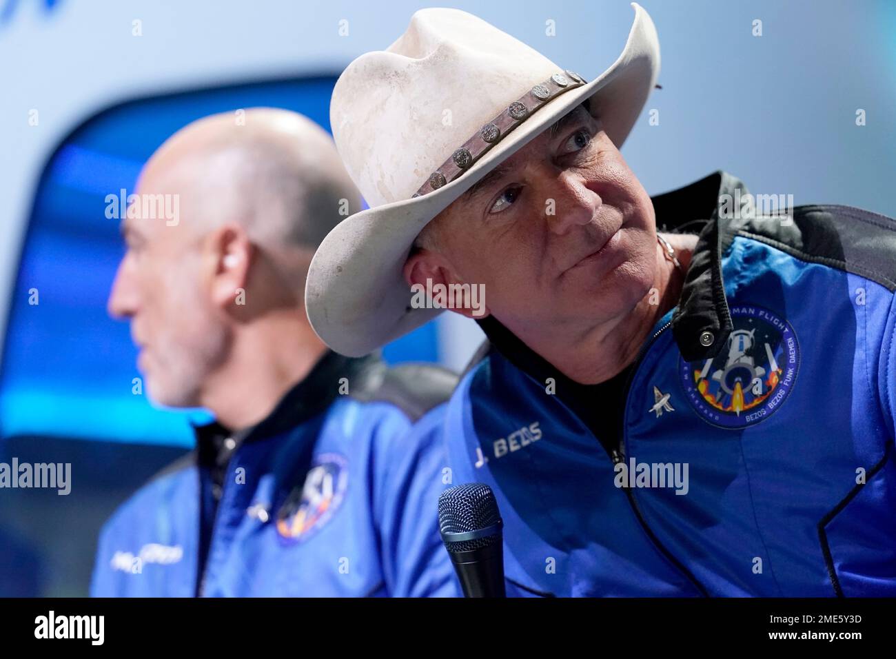 Mark Bezos, left, and Jeff Bezos, right, founder of Amazon and space ...