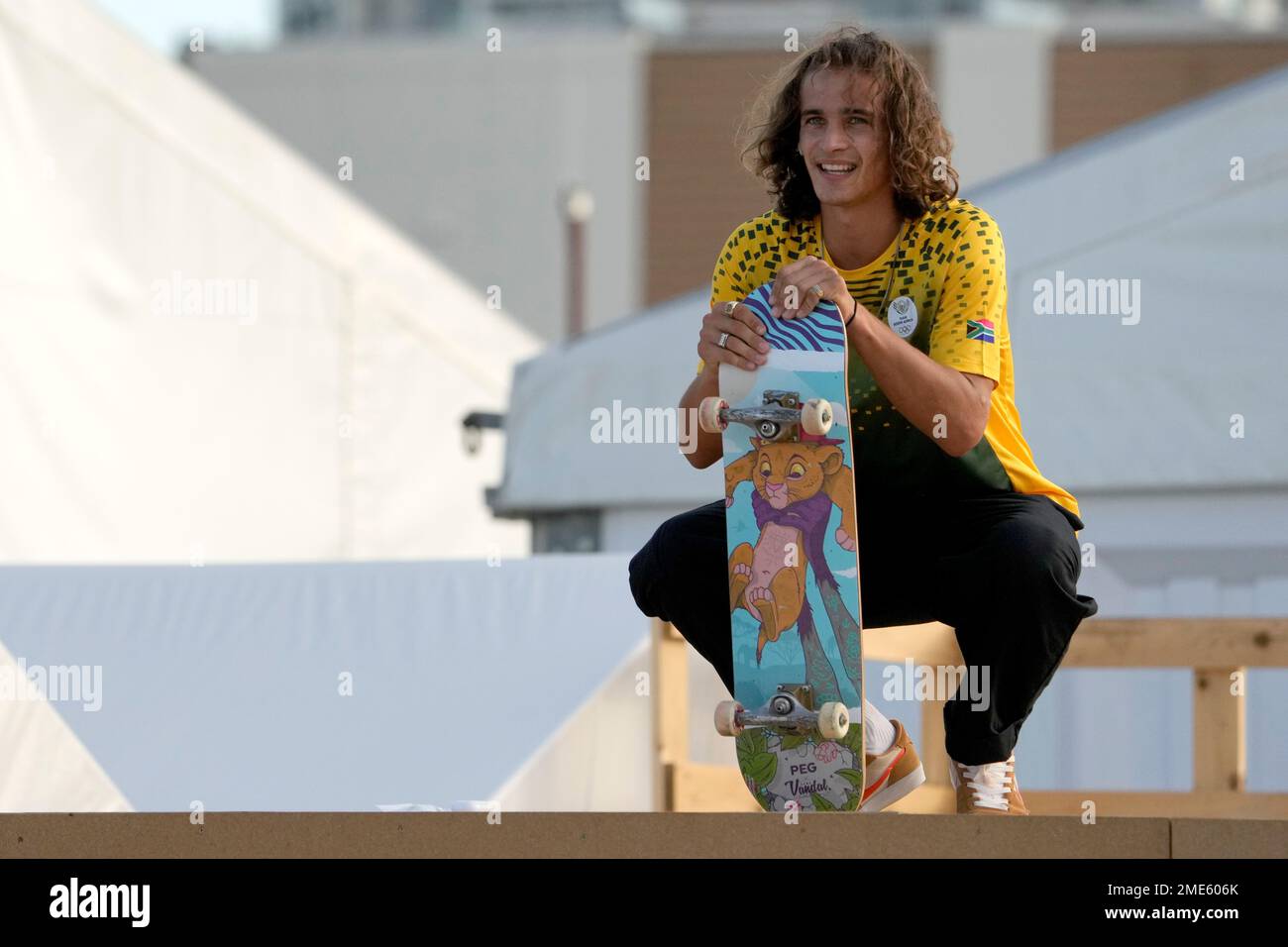 Brandon Valjalo, of South Africa waits to practice for the ...