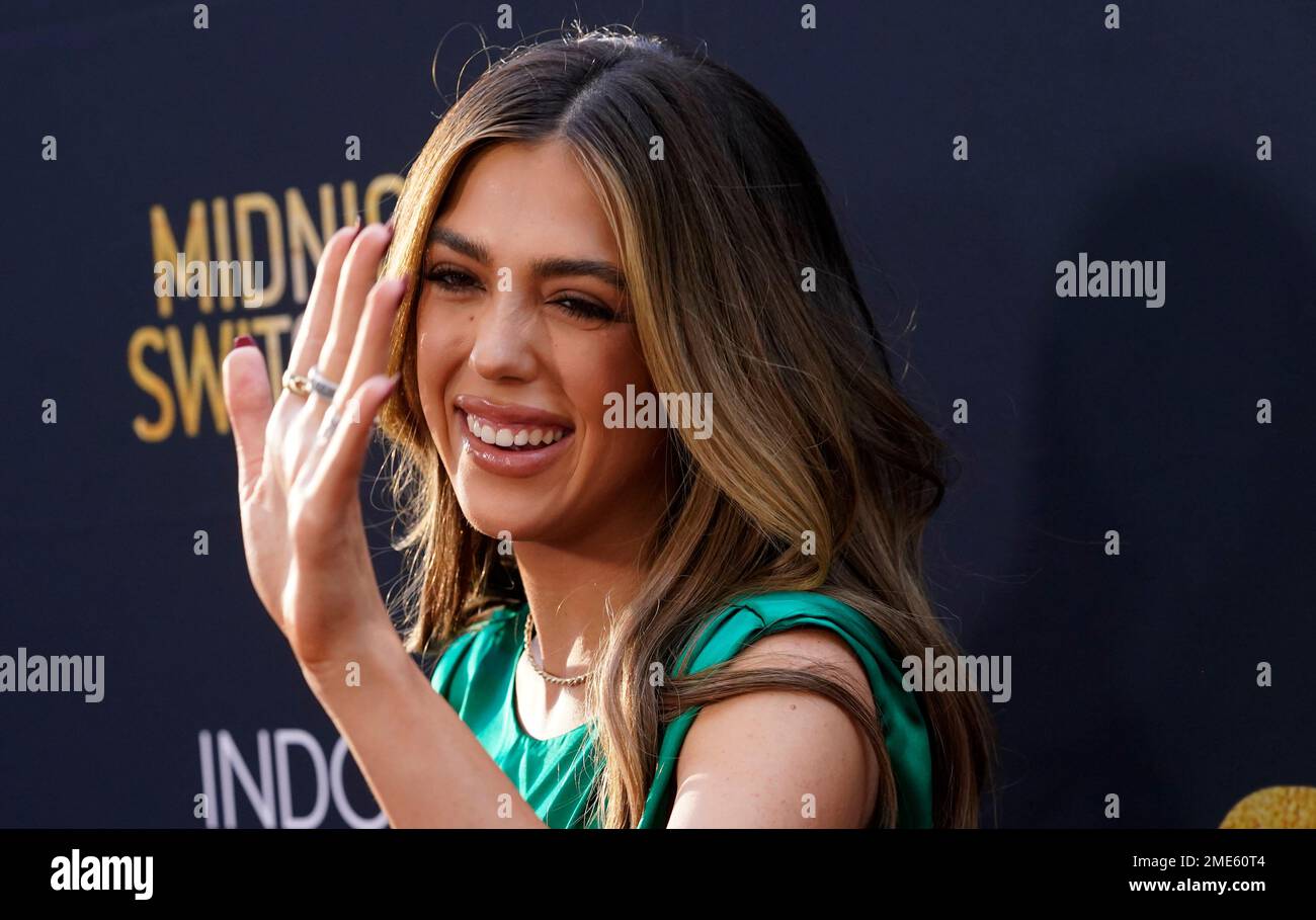 Sistine Stallone, a cast member in "Midnight in the Switchgrass," waves ...